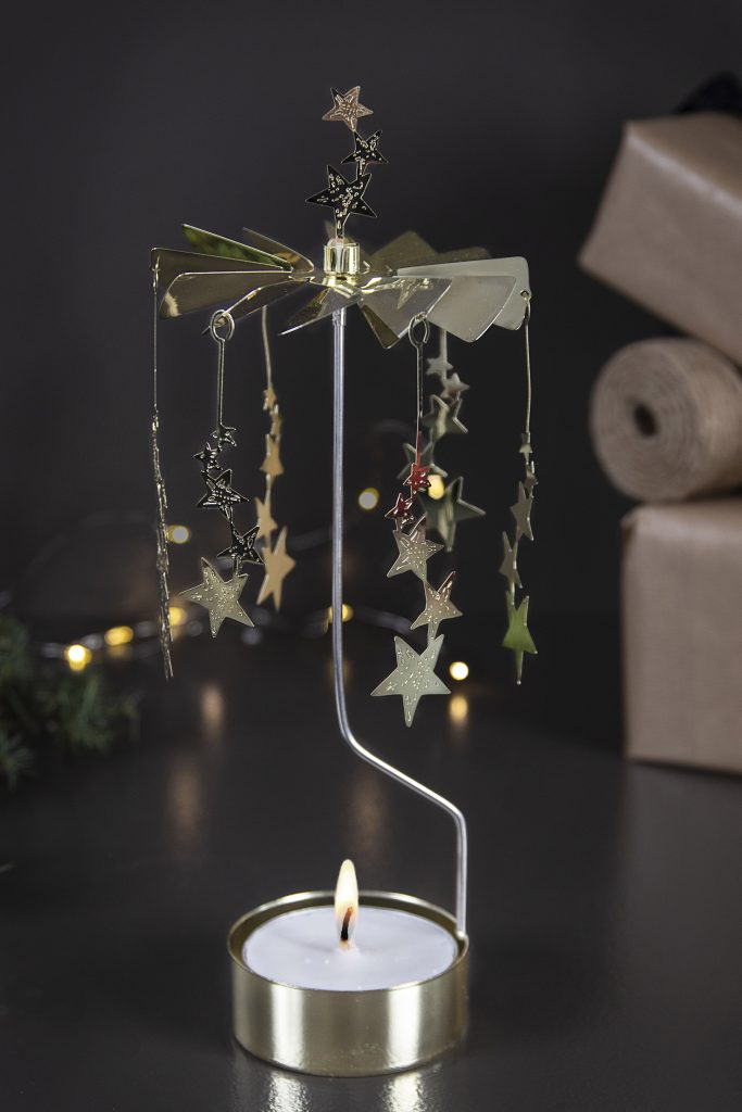 Rotary Candle Holder Big, Night Sky - Santa Claus Office